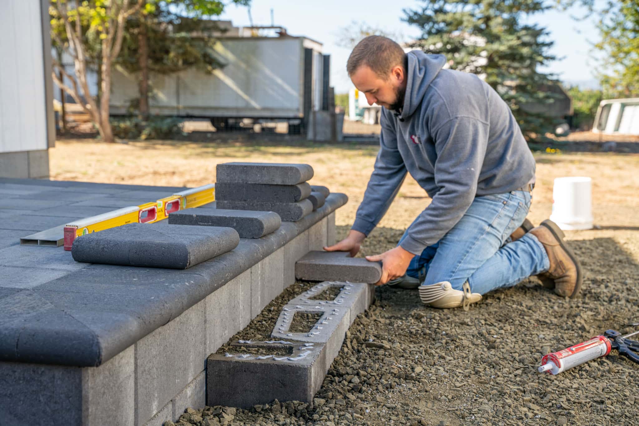 How to Build a Stone Step for Your Raised Patio | DIY